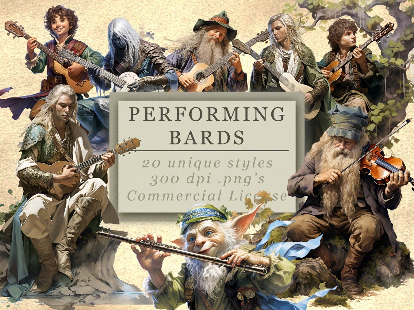 Performing Bards Clip Art Collection for Art and Design, RPG Graphics ...