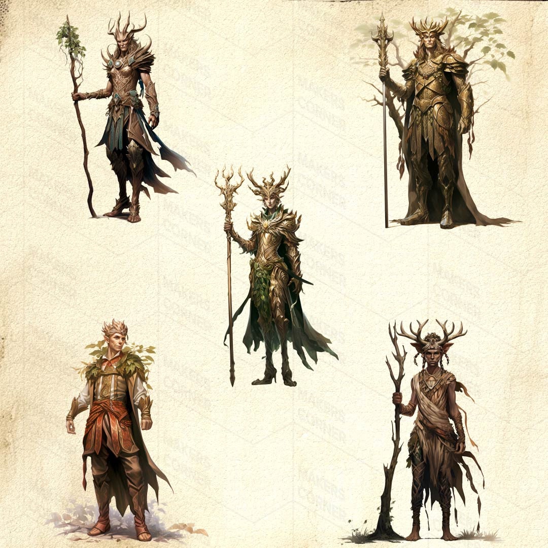 Mysterious Wood Elves Clip Art Collection for Art and Design, RPG ...