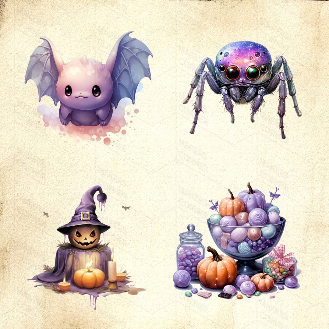 Cute Pastel Halloween Clip Art Collection for Art and Design, Halloween ...