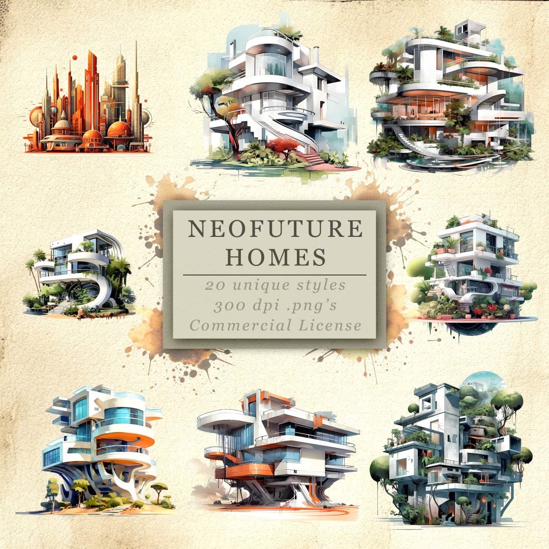Neofuture Homes Clip Art Collection for Fantasy Art and Design ...