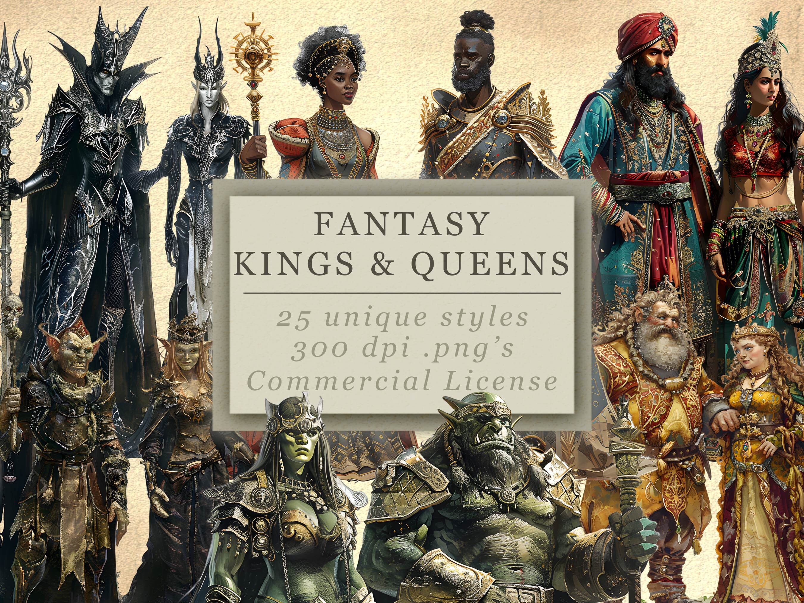 RPG Fantasy Kings & Queens NPC Clip Art Collection for Art and Design ...