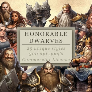 Honorable Dwarves Clip Art Collection for Art and Design, RPG Graphics ...