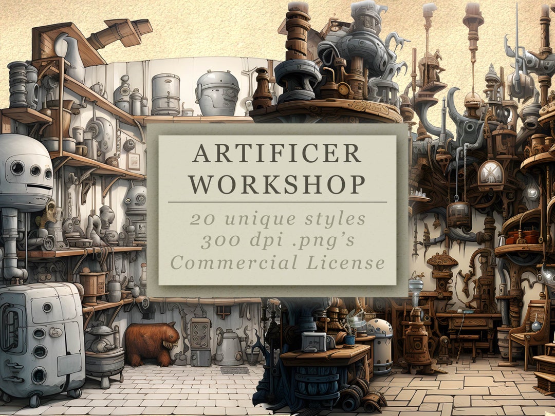 Artificer Workshop Clip Art Collection - Fantasy Rooms and Furniture ...