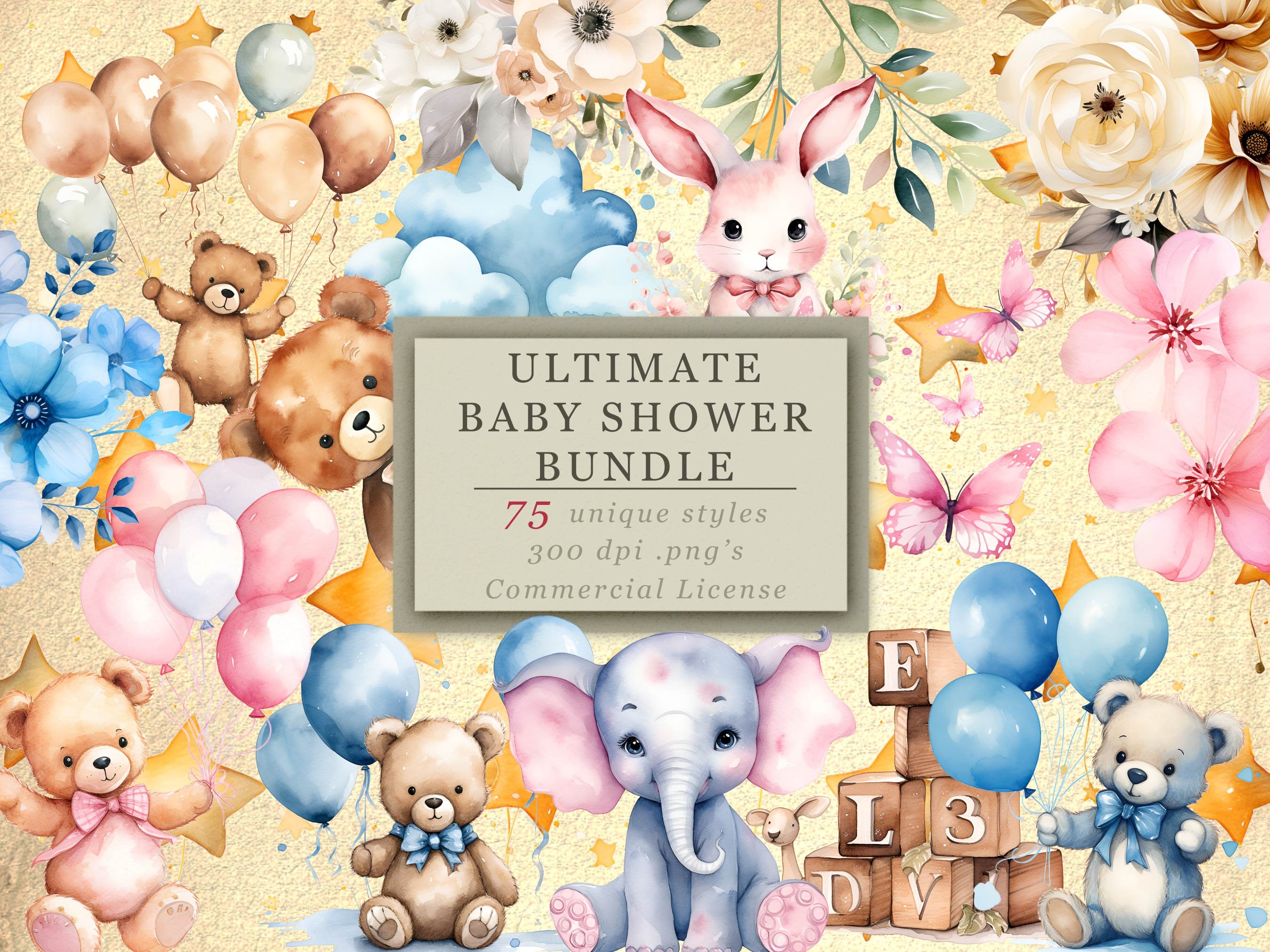 All-in-one Baby Shower Clipart Bundle PNG Graphics for Expecting ...