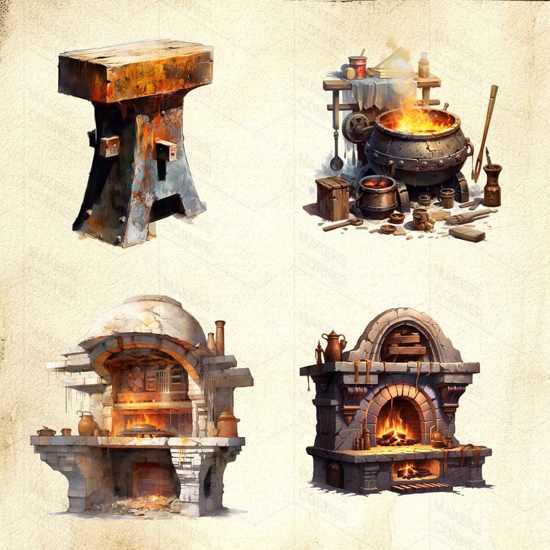 Dwarven Furniture Clip Art Collection for Fantasy Art and Design ...