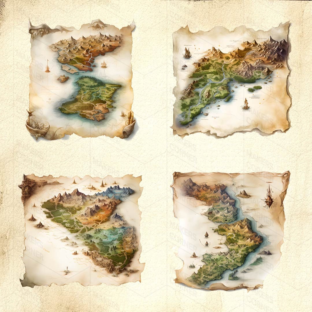 Navigate New Creative Frontiers With Fantasy Nautical Maps Clip Art ...