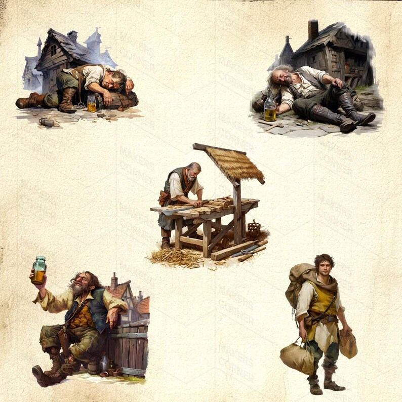 Human Villagers NPC Clip Art Collection for Art and Design, RPG ...