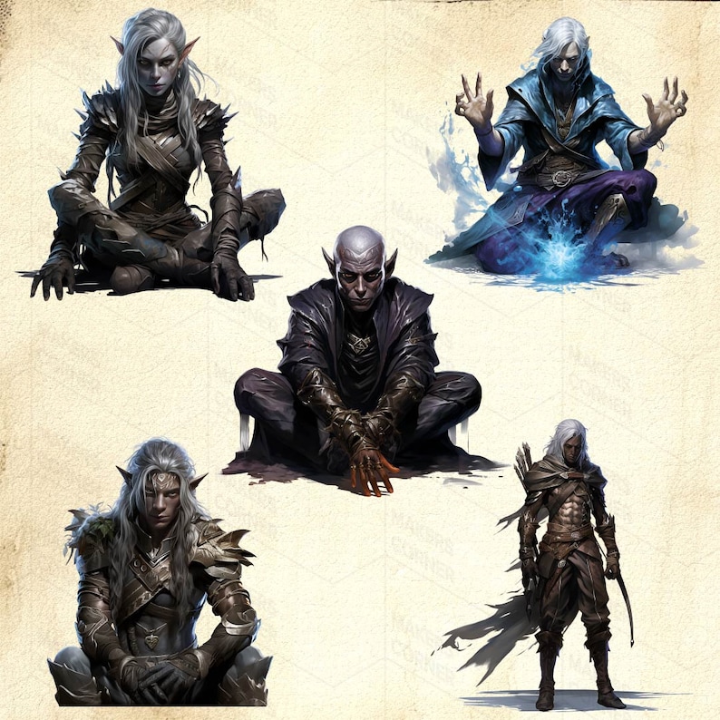 Cunning Drow Clipart Art Collection for Art and Design, Dark Elf ...