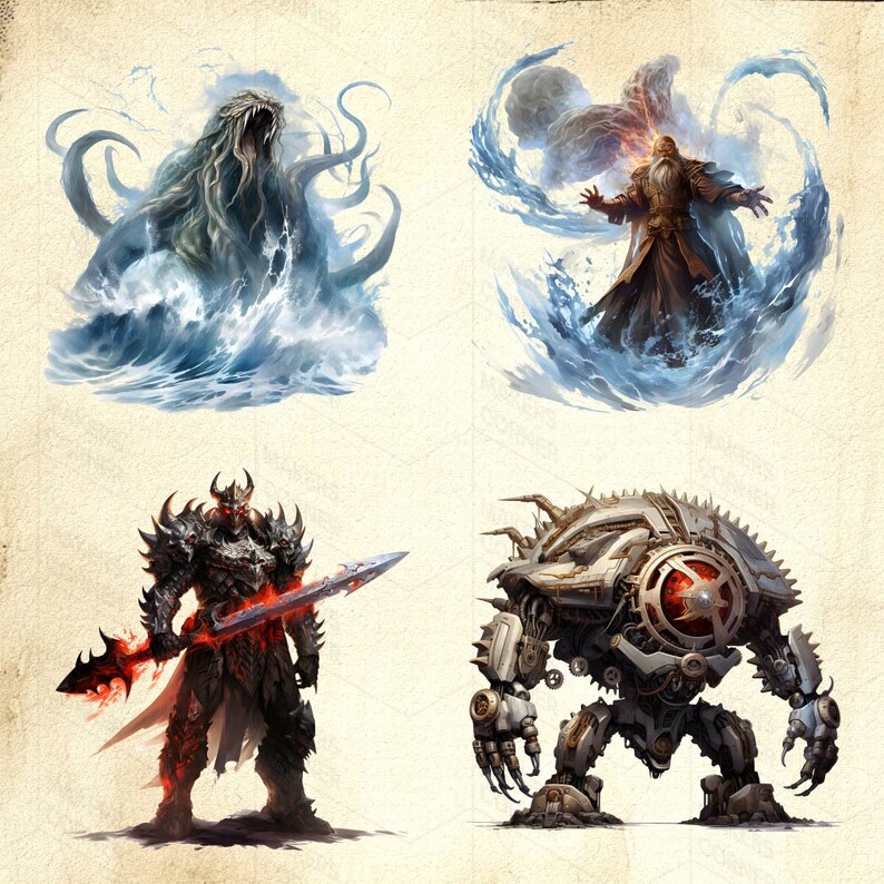 Fantasy RPG Bosses Clip Art Collection for Art and Design, Fantasy Art ...