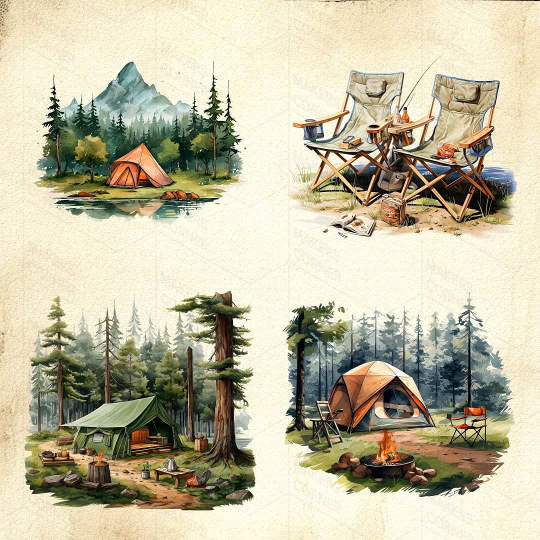 Camping Trip Clip Art Collection for Art and Design Holiday - Etsy
