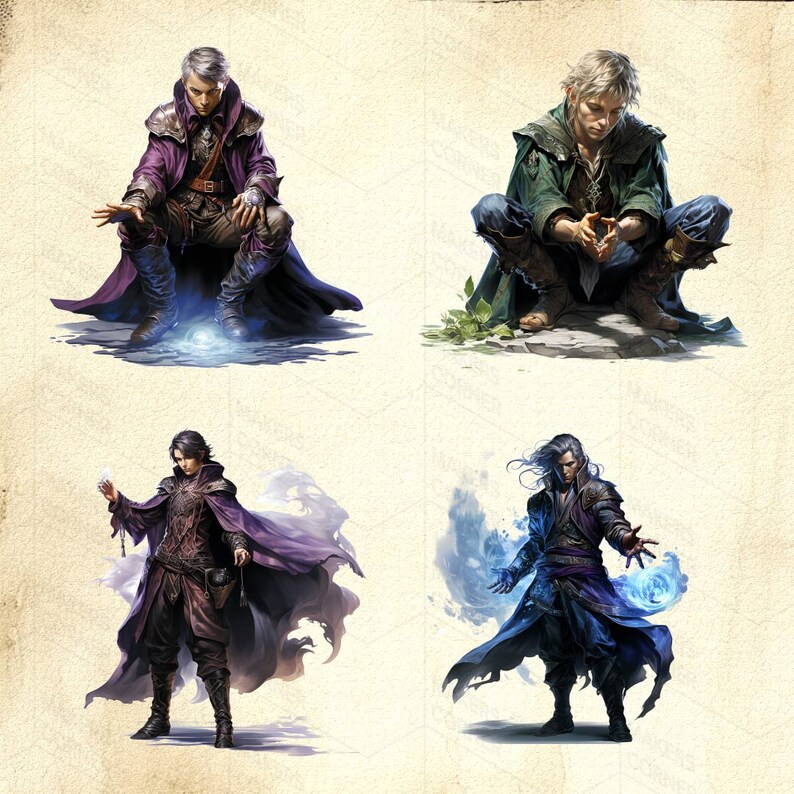 Gifted Sorcerers Clip Art Collection for Art and Design, RPG Graphics ...