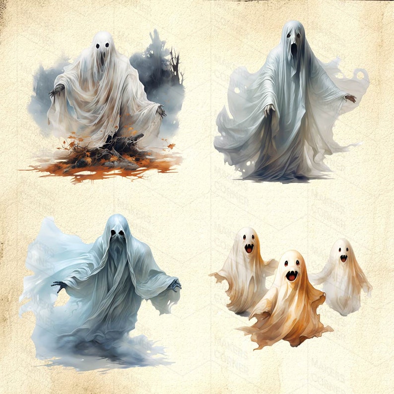 Halloween Ghosts Clip Art Collection for Art and Design, Halloween ...