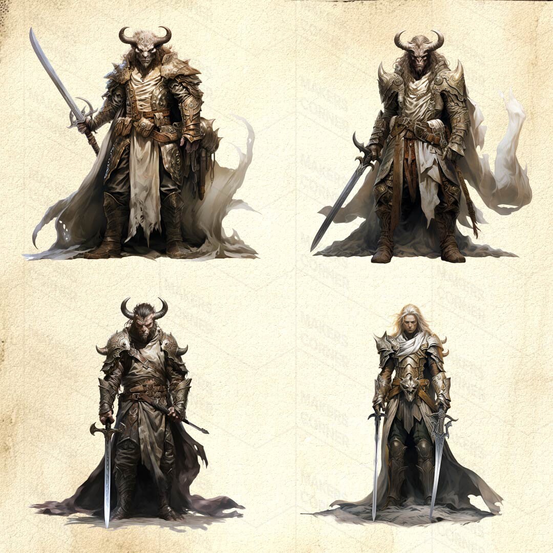 Ferocious Fighters Clip Art Collection for Art and Design, RPG, Games ...