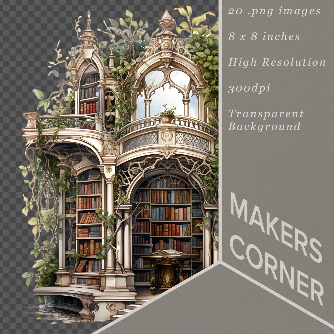 Library of Whispers Clip Art Collection Fantasy Rooms and Furniture ...