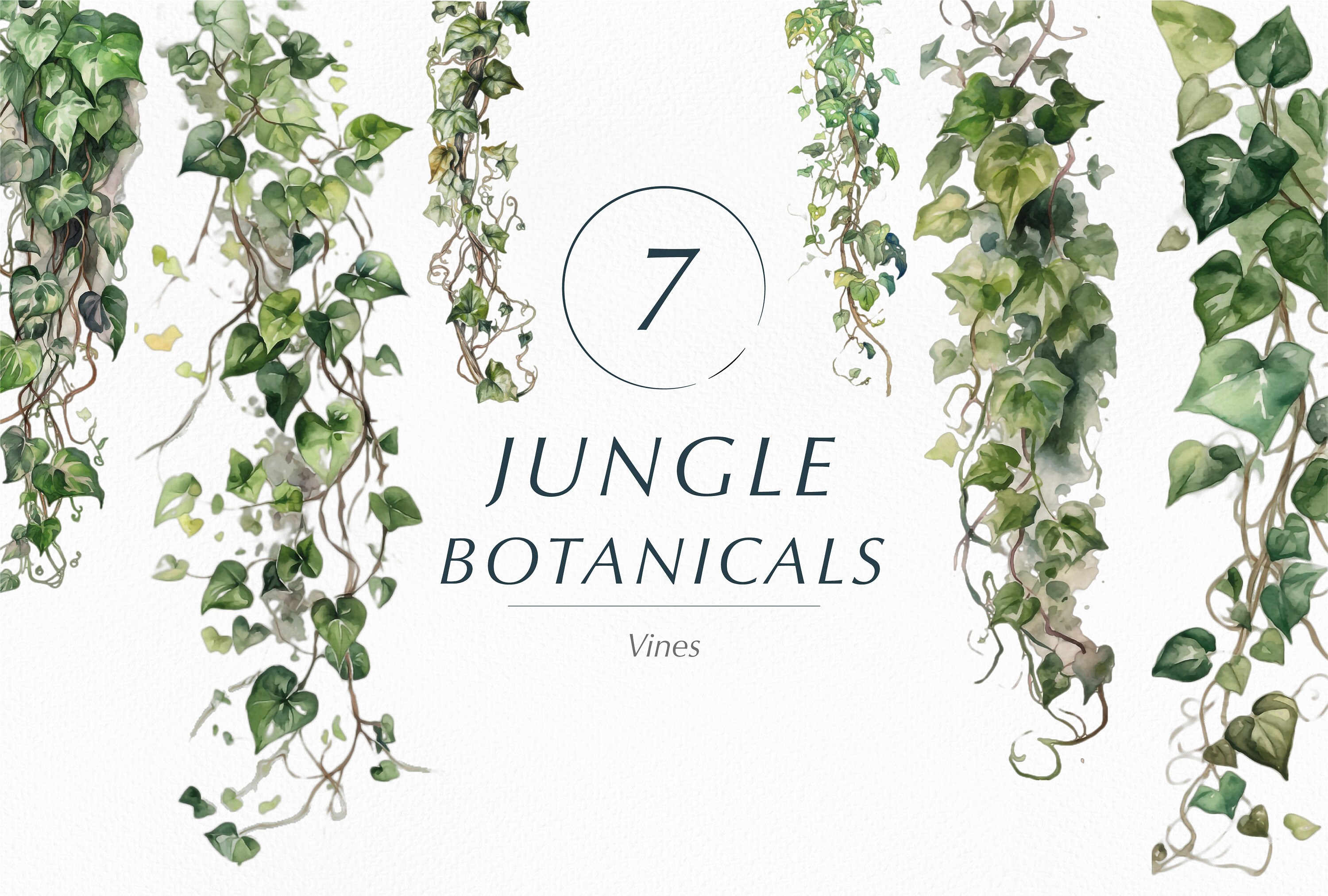 Watercolor Jungle Clipart Bundle Tropical Elements Jungle Leaves Jungle ...