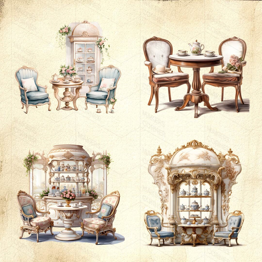 Whimsical Wonderland: Timeless Tea Room Clip Art Collection Enchanting ...