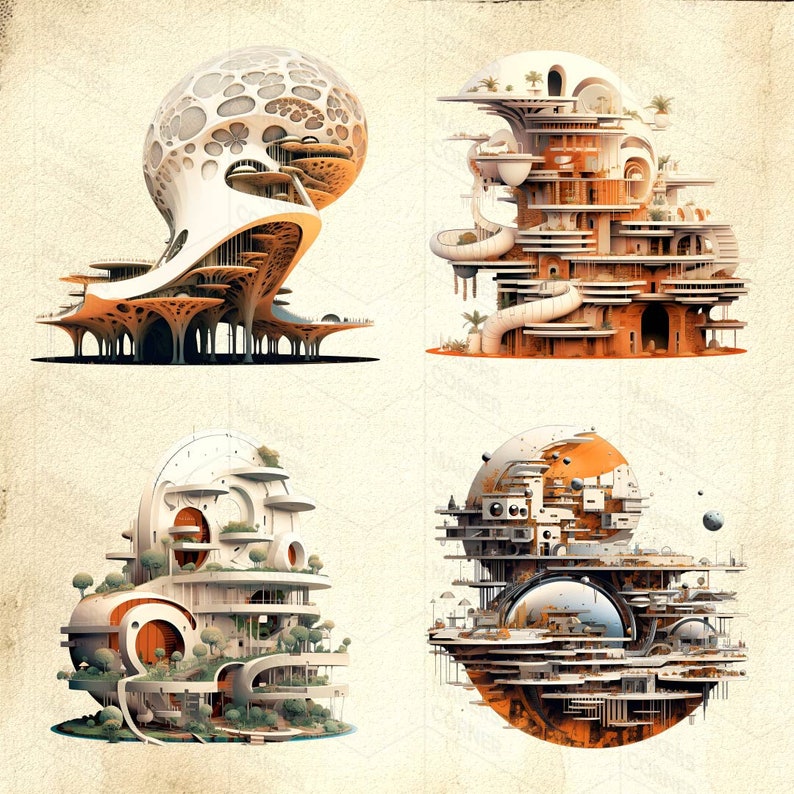 Homes of the Future Clip Art Collection for Fantasy Art and Design ...