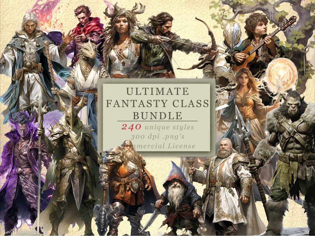 12 Packs! 240 Pngs! Ultimate Fantasy Class Clip Art Bundle for Art and ...