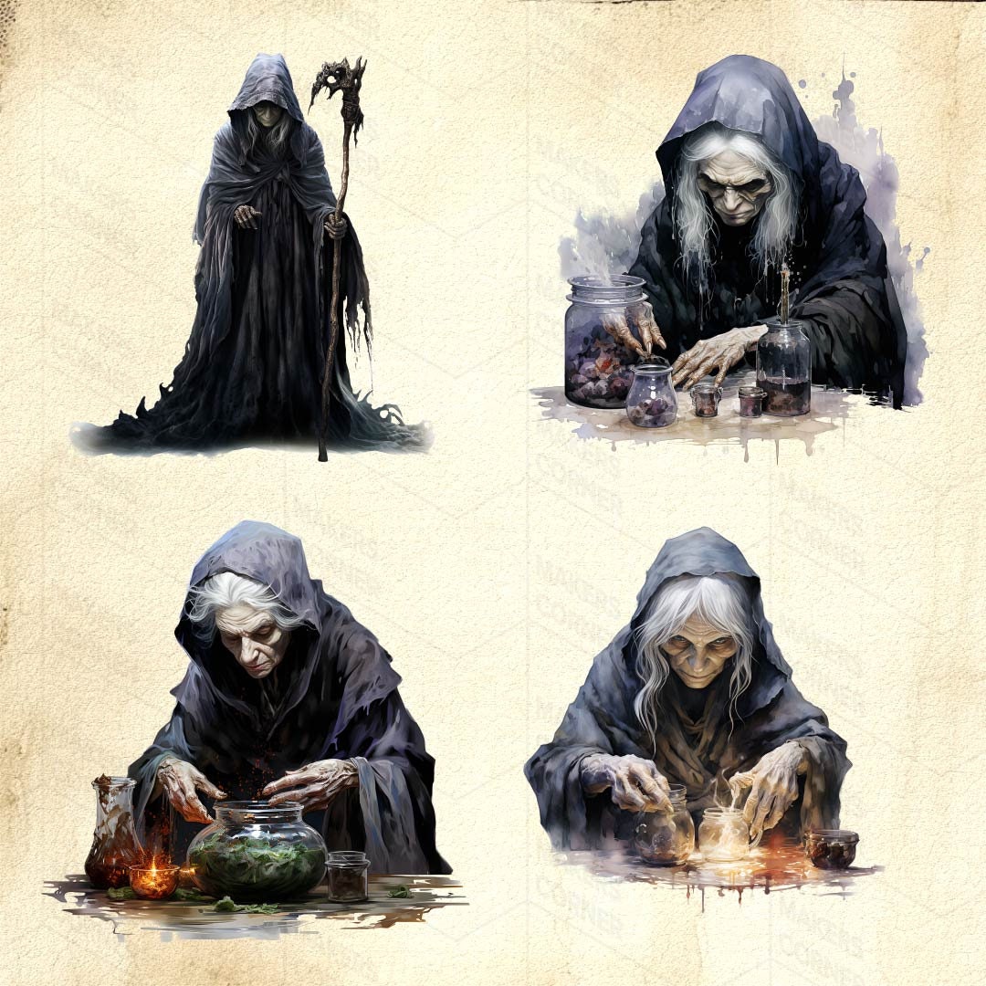 Conjuring Witches Clip Art Collection for Art and Design, Halloween ...