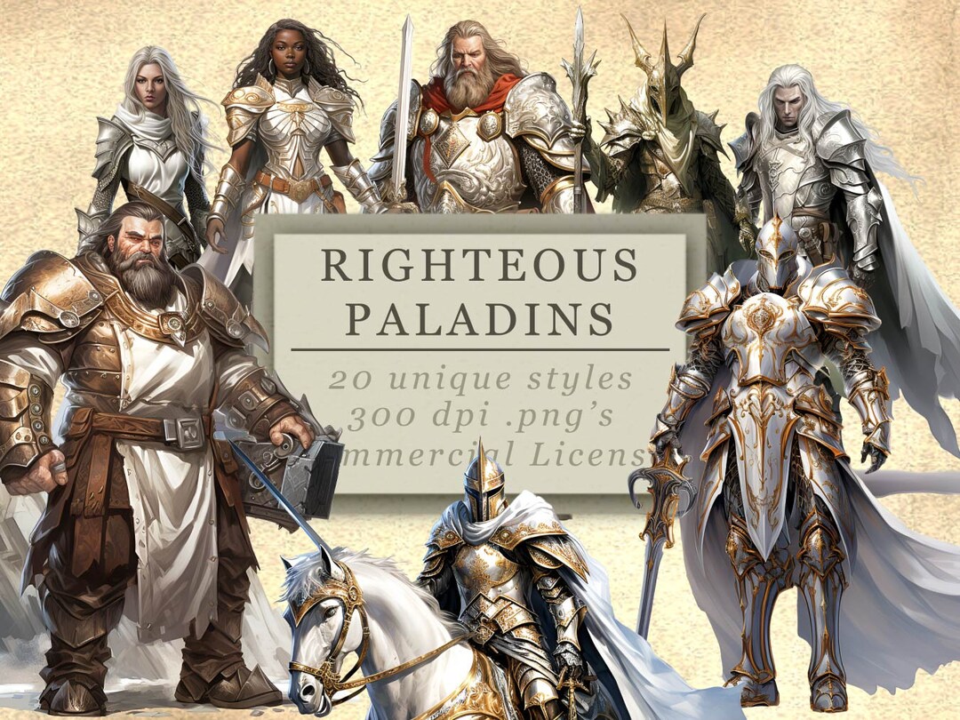 Righteous Paladins Clip Art Collection for Art and Design, RPG, Instant ...