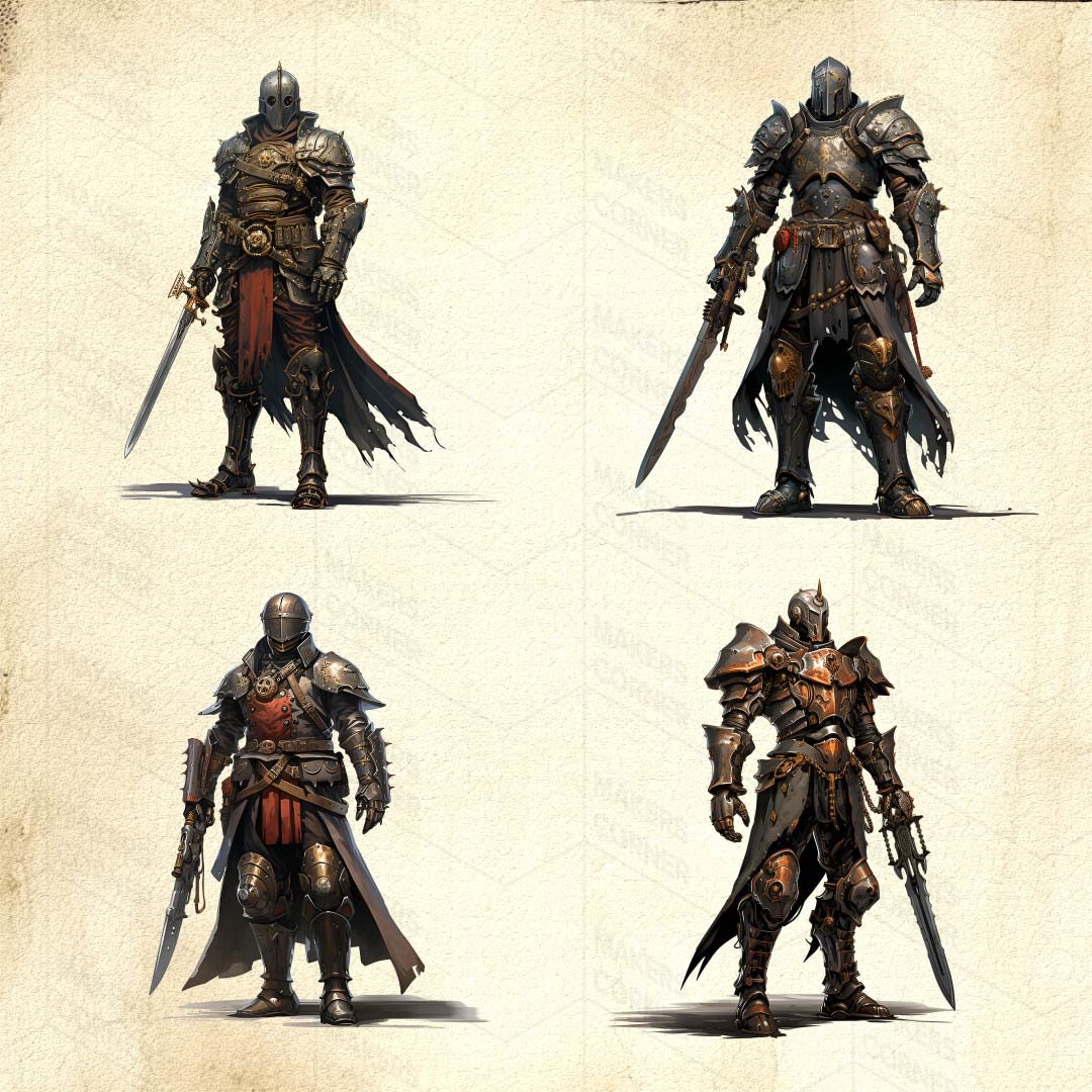 Steampunk Knights Clip Art Collection Digital Download for Art and ...