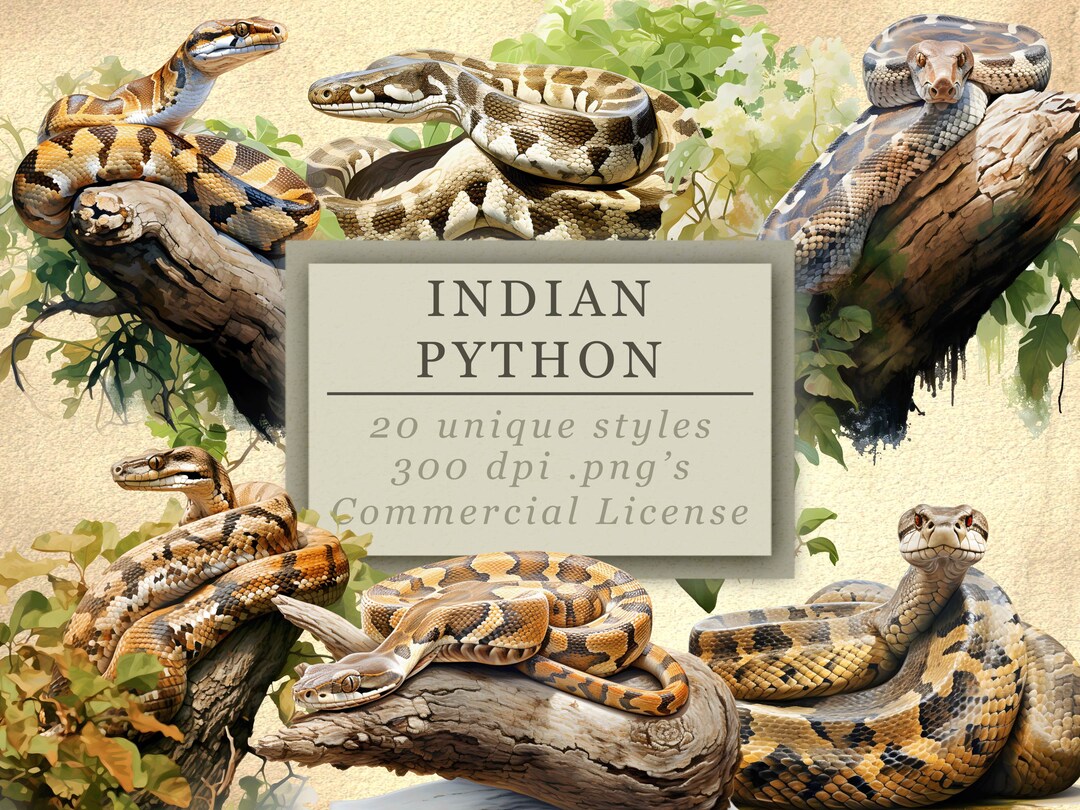 Indian Python Snake Clip Art Collection High-quality Digital - Etsy