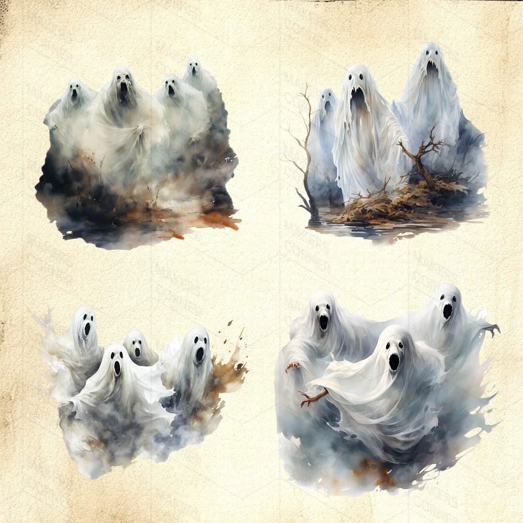 Halloween Ghosts Clip Art Collection for Art and Design, Halloween ...