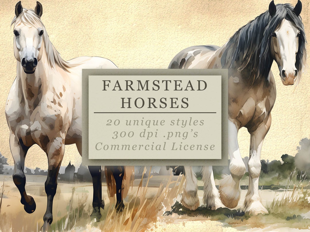 Farmstead Horses Clip Art Collection - High-quality Digital Downloads ...
