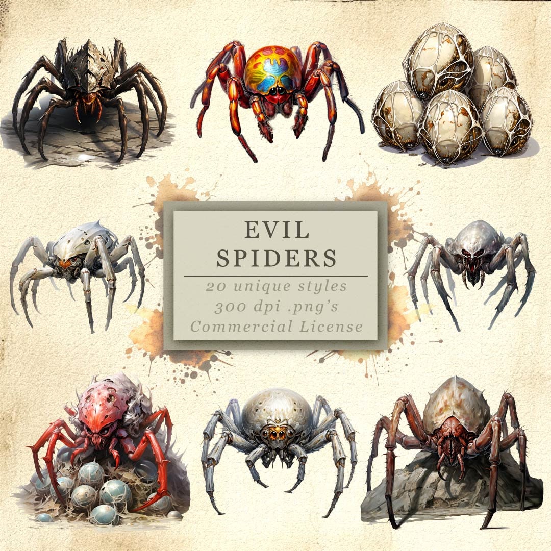 Evil Spiders Clip Art Collection for Art and Design Fantasy - Etsy UK