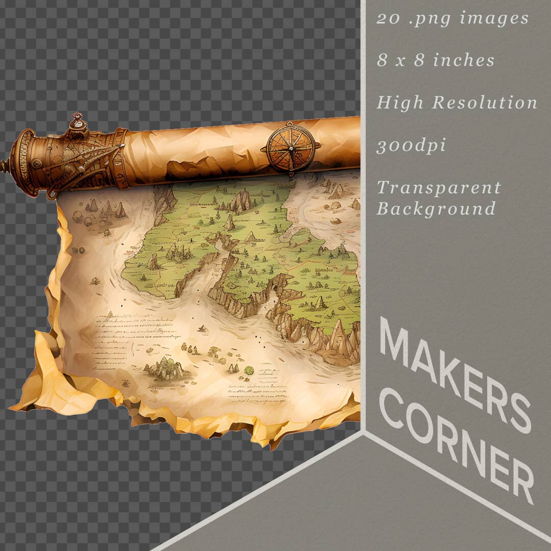 Navigate New Creative Frontiers With Fantasy Nautical Maps Clip Art ...