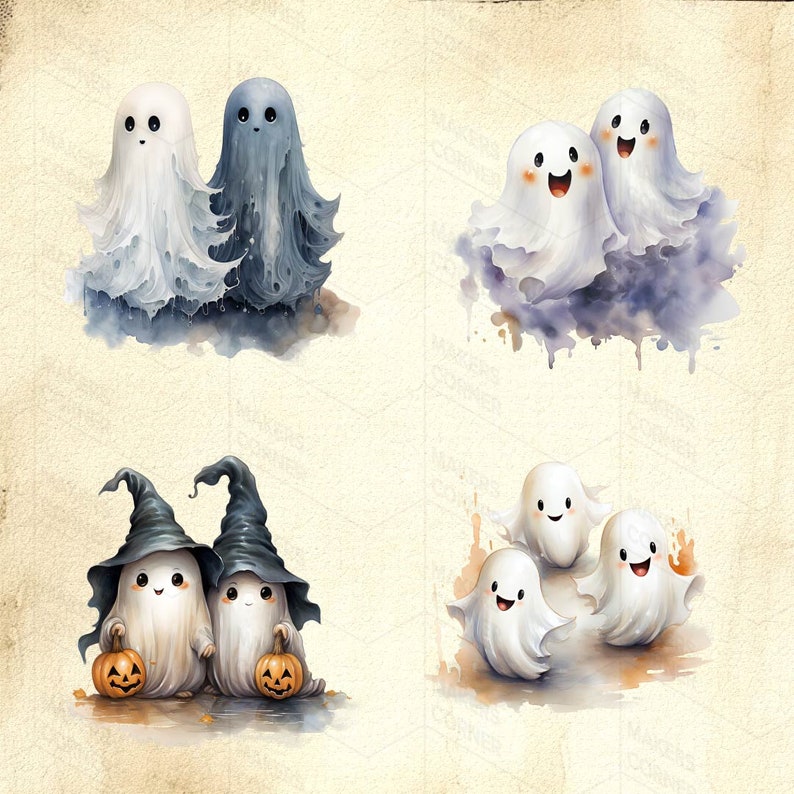 Cute Ghosts Clip Art Collection for Art and Design Halloween - Etsy