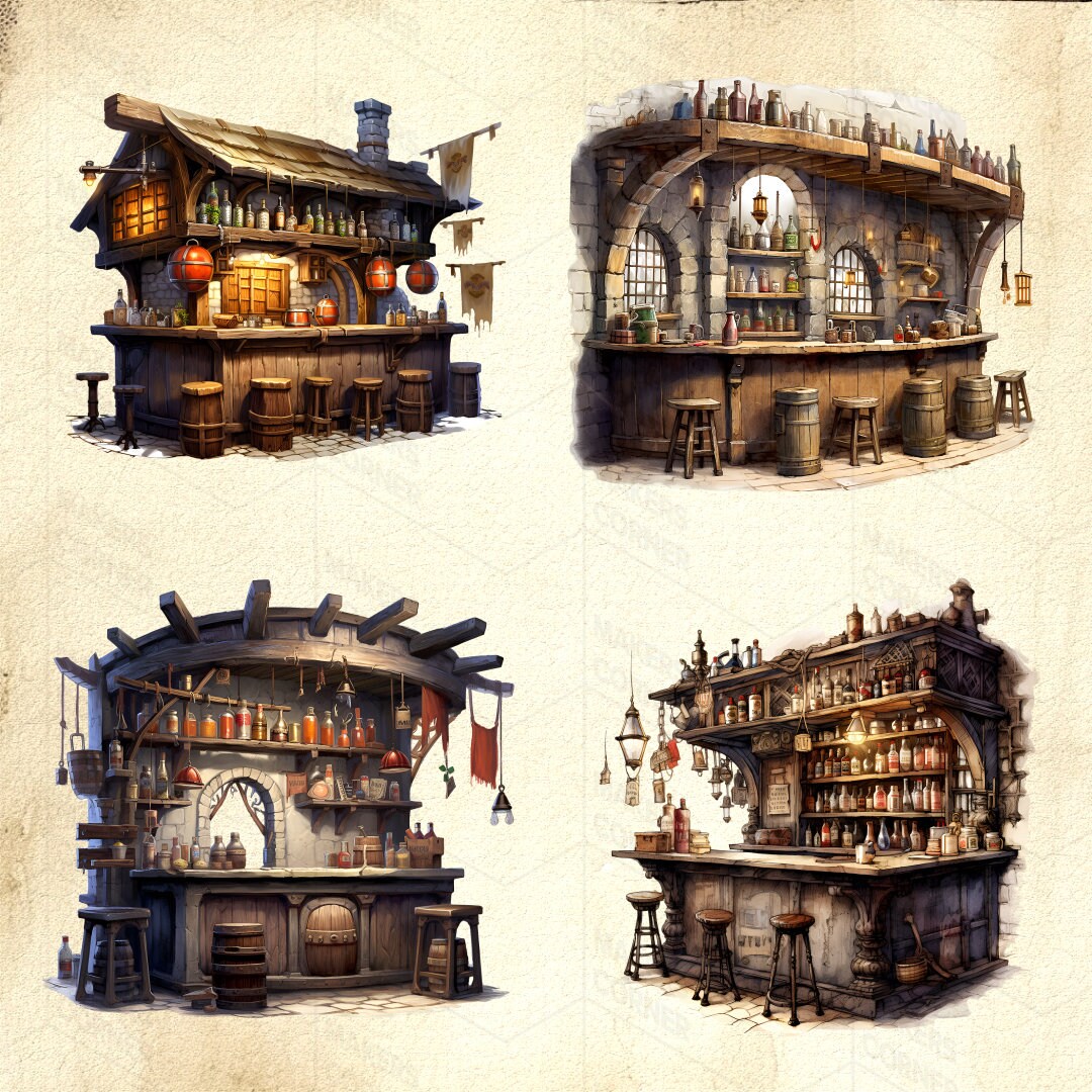 Fantastical Tavern Furniture Clip Art Collection for Fantasy Art and ...