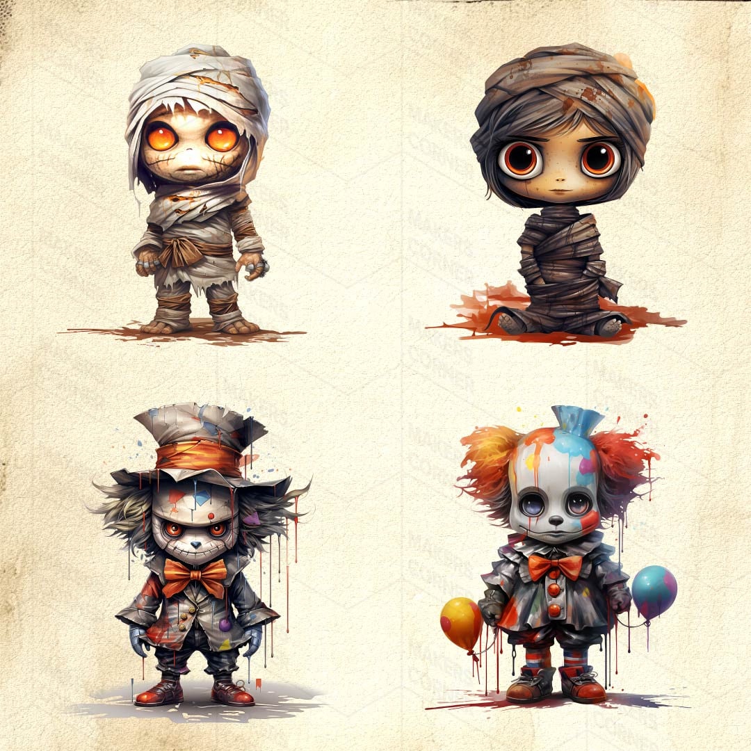 Cute Halloween Monsters Clip Art Collection for Art and Design ...