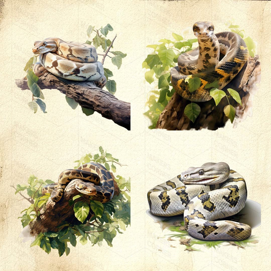 Indian Python Snake Clip Art Collection High-quality Digital - Etsy