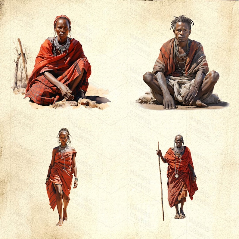 African Tribes People Clip Art Collection for Art and Design Indigenous ...