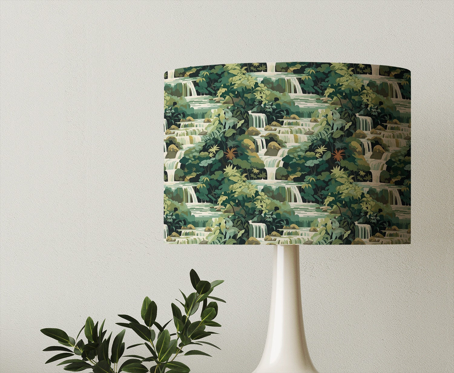 Tropical Waterfalls Digital Papers, Seamless Pattern, Illustration ...