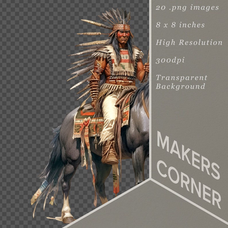 Native American Warriors Clip Art Collection for Art and Design ...