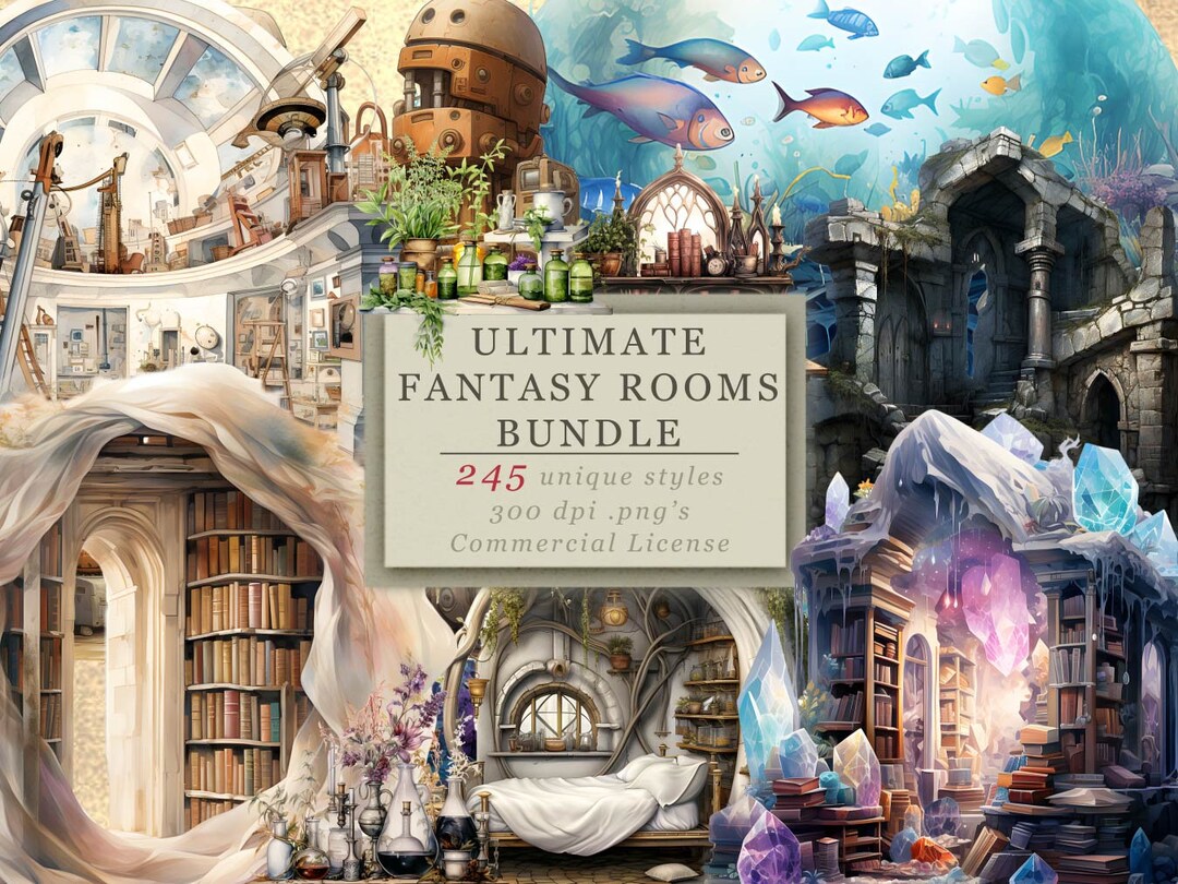 245 Images! Ultimate Fantasy Rooms Clip Art Bundle for Fantasy Art and ...