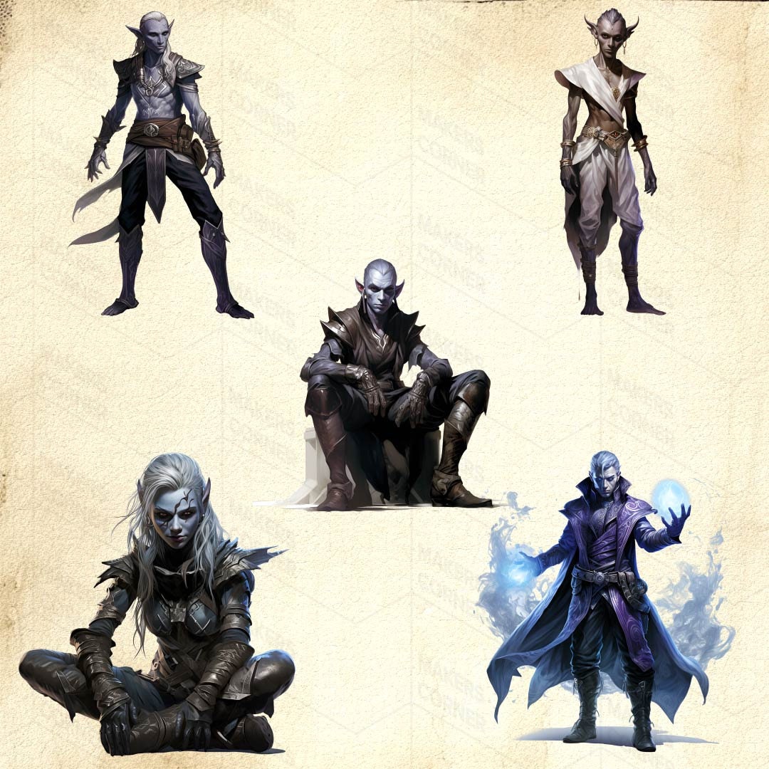 Cunning Drow Clipart Art Collection for Art and Design, Dark Elf ...