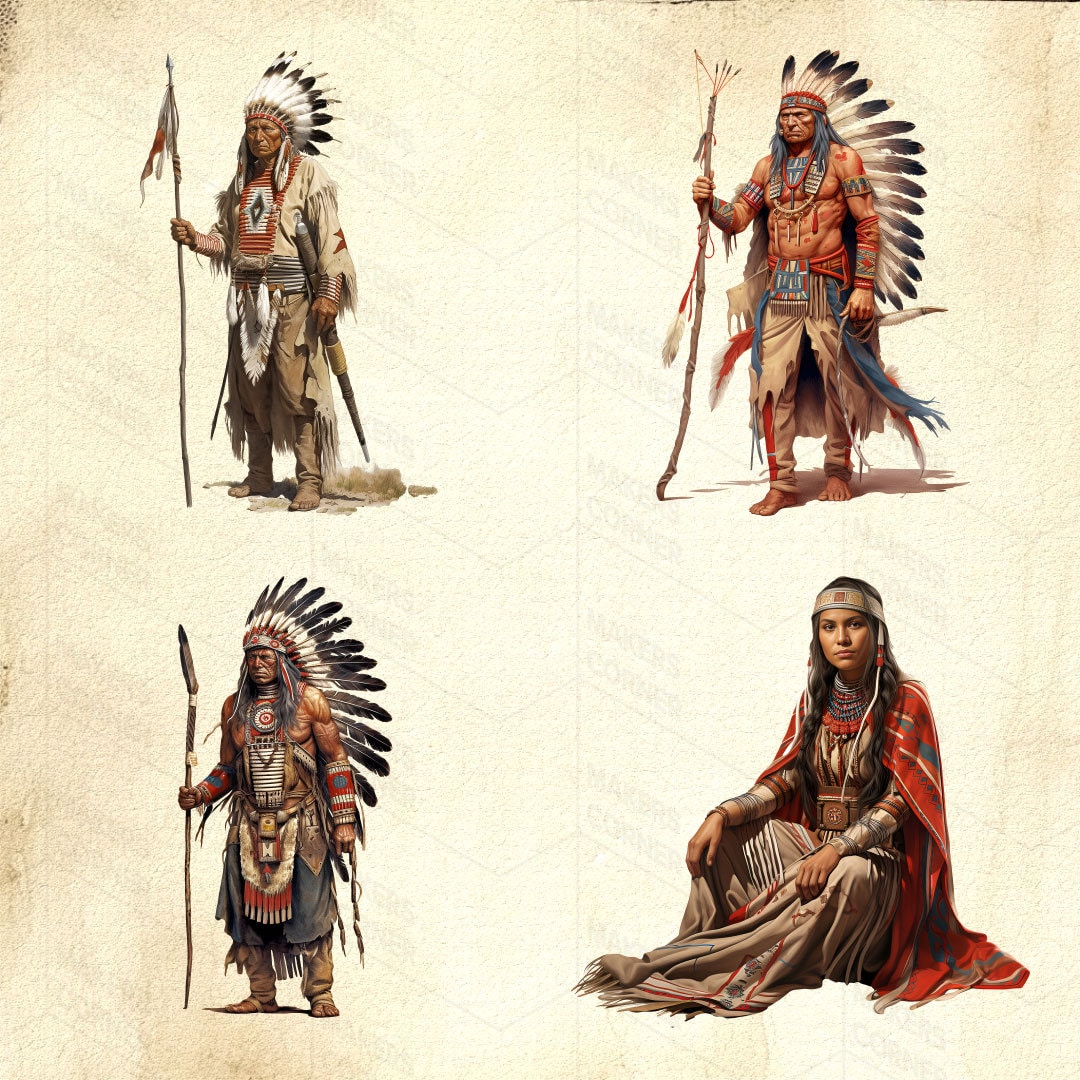 Native American Warriors Clip Art Collection for Art and Design ...
