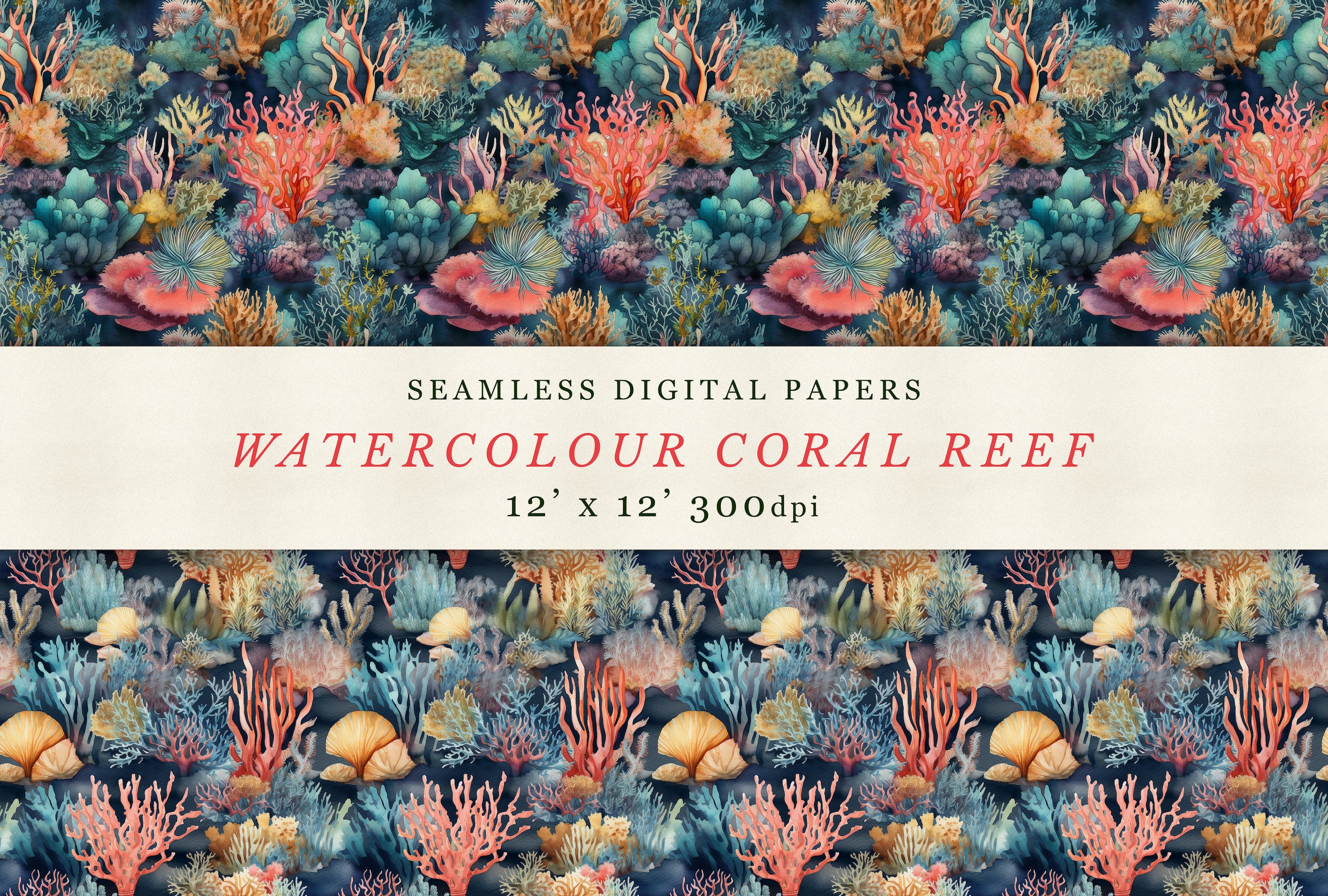 Reef Digital Design Papers, Seamless Pattern, Printable Scrapbook ...