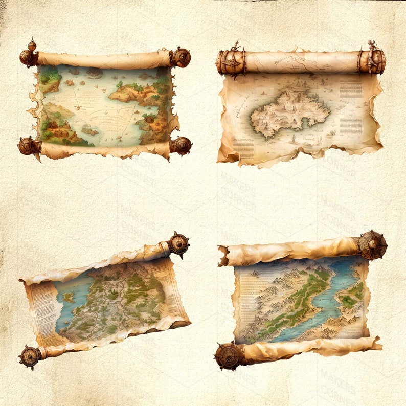 Navigate New Creative Frontiers With Fantasy Nautical Maps Clip Art ...