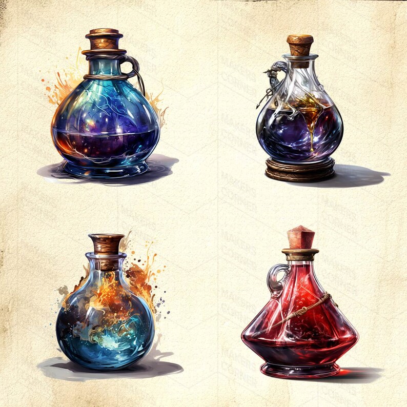 Potions & Elixirs Clip Art Collection for Art and Design, Fantasy Magic ...