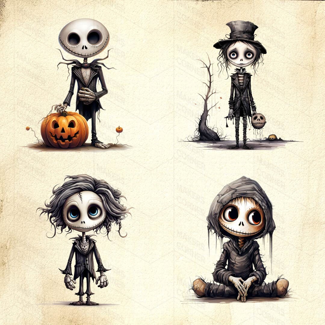 Halloween Skeletons Clip Art Collection for Art and Design - Etsy