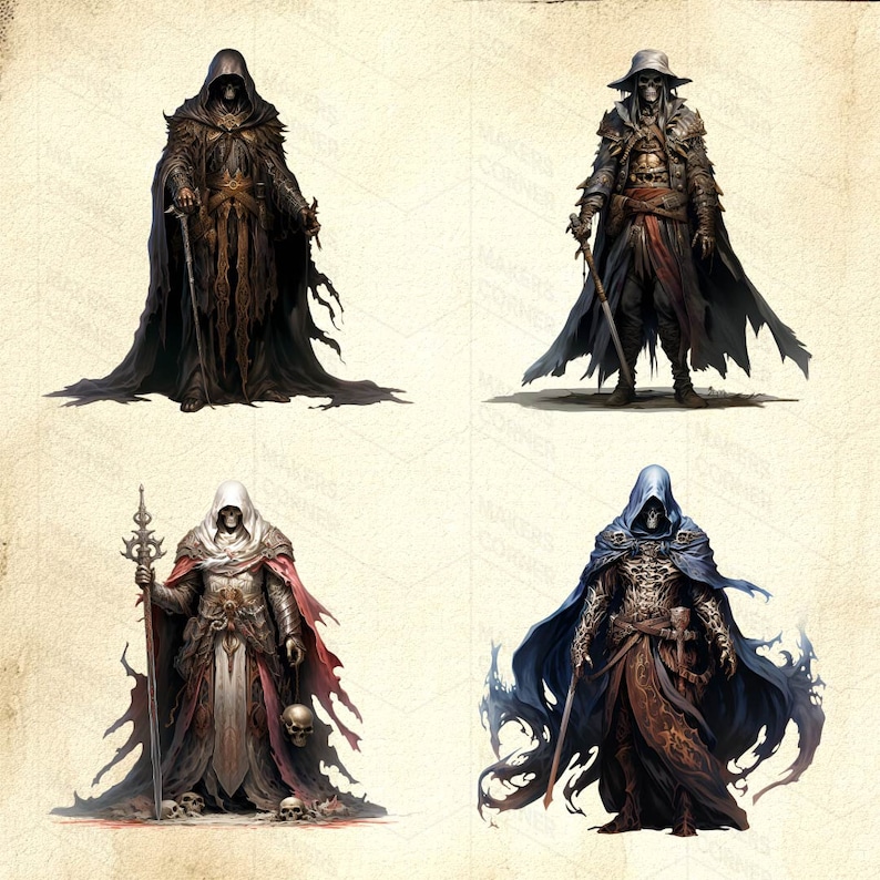 Mystical Skeleton Soldiers Fantasy Clip Art Collection for - Etsy