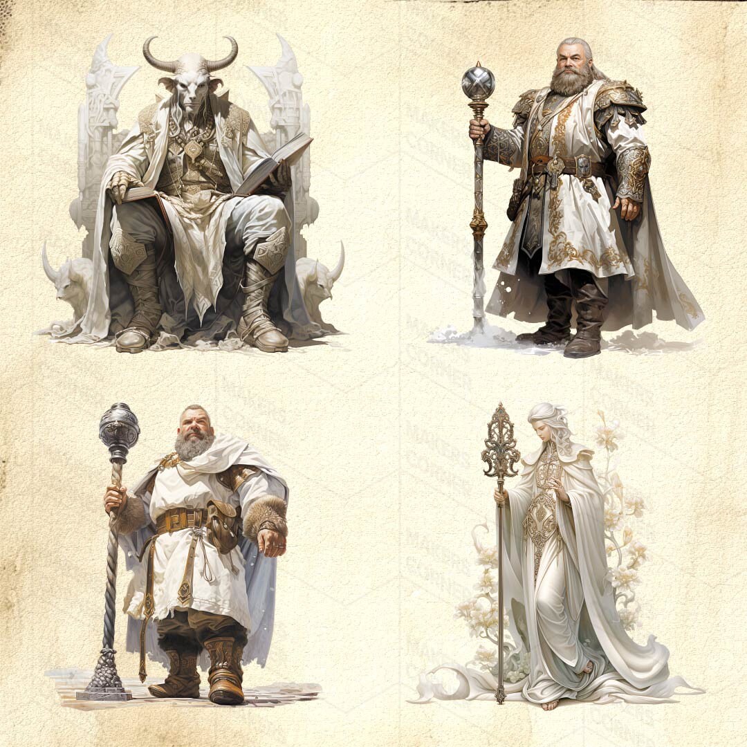 Divine Clerics Clip Art Collection for Art and Design, RPG Elements ...