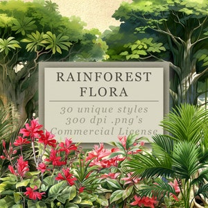 Tropical Rainforest Flora Clip Art Collection Stunning Watercolor ...
