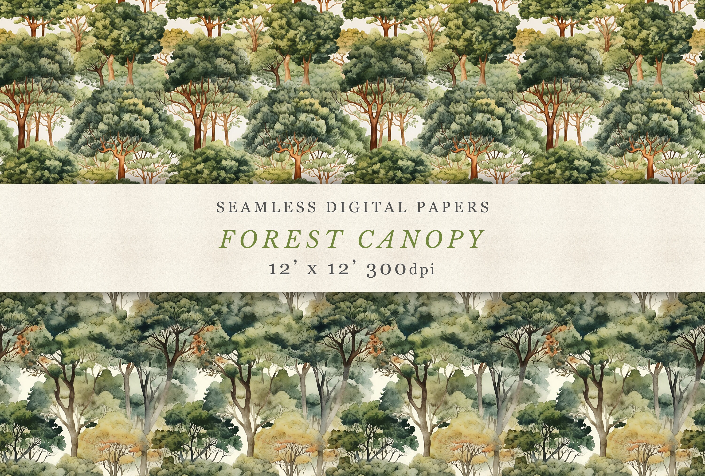 Forest Canopy Digital Design Papers Forest Pattern Woodland - Etsy