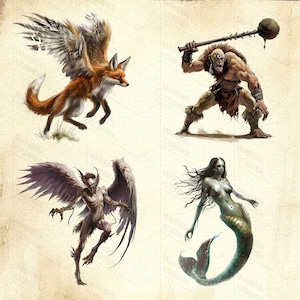 Mythical Creatures Clip Art Collection for Art and Design, Fantasy Art ...