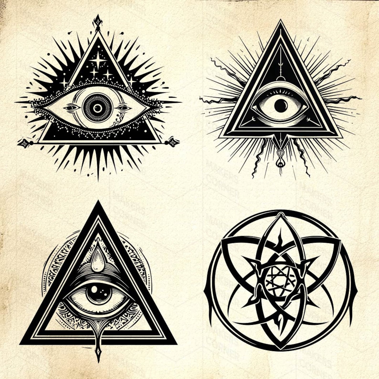 Schools of Magic Symbols Clip Art Collection Fantasy Magical Graphics ...